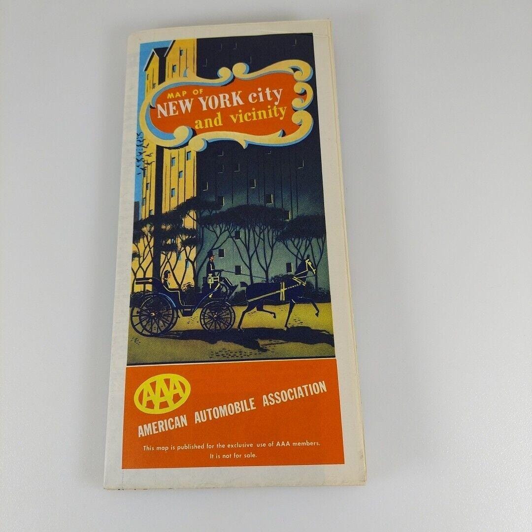 Vintage AAA Map of New York City and Vicinity 1958 - Etsy