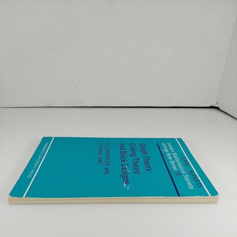Graph Theory, Coding Theory and Block Designs, 1975 P.J. Cameron Cambridge U - Etsy