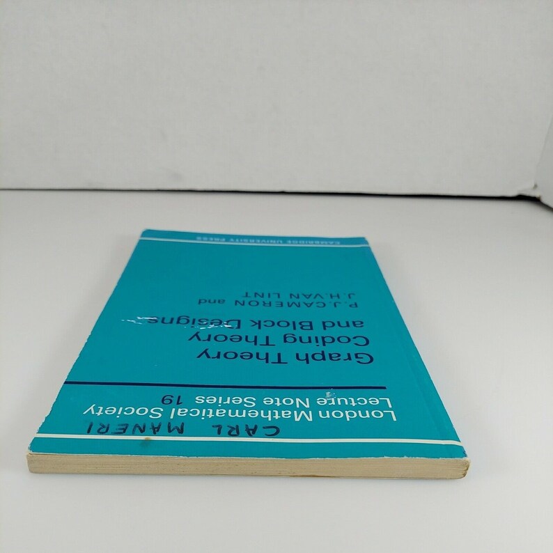 Graph Theory, Coding Theory and Block Designs, 1975 P.J. Cameron Cambridge U - Etsy