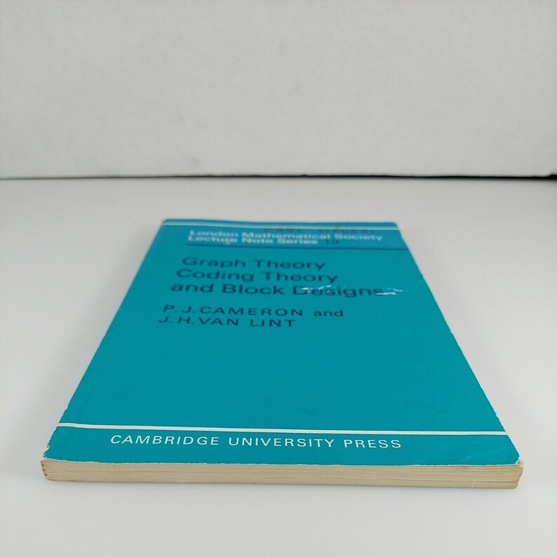 Graph Theory, Coding Theory and Block Designs, 1975 P.J. Cameron Cambridge U - Etsy