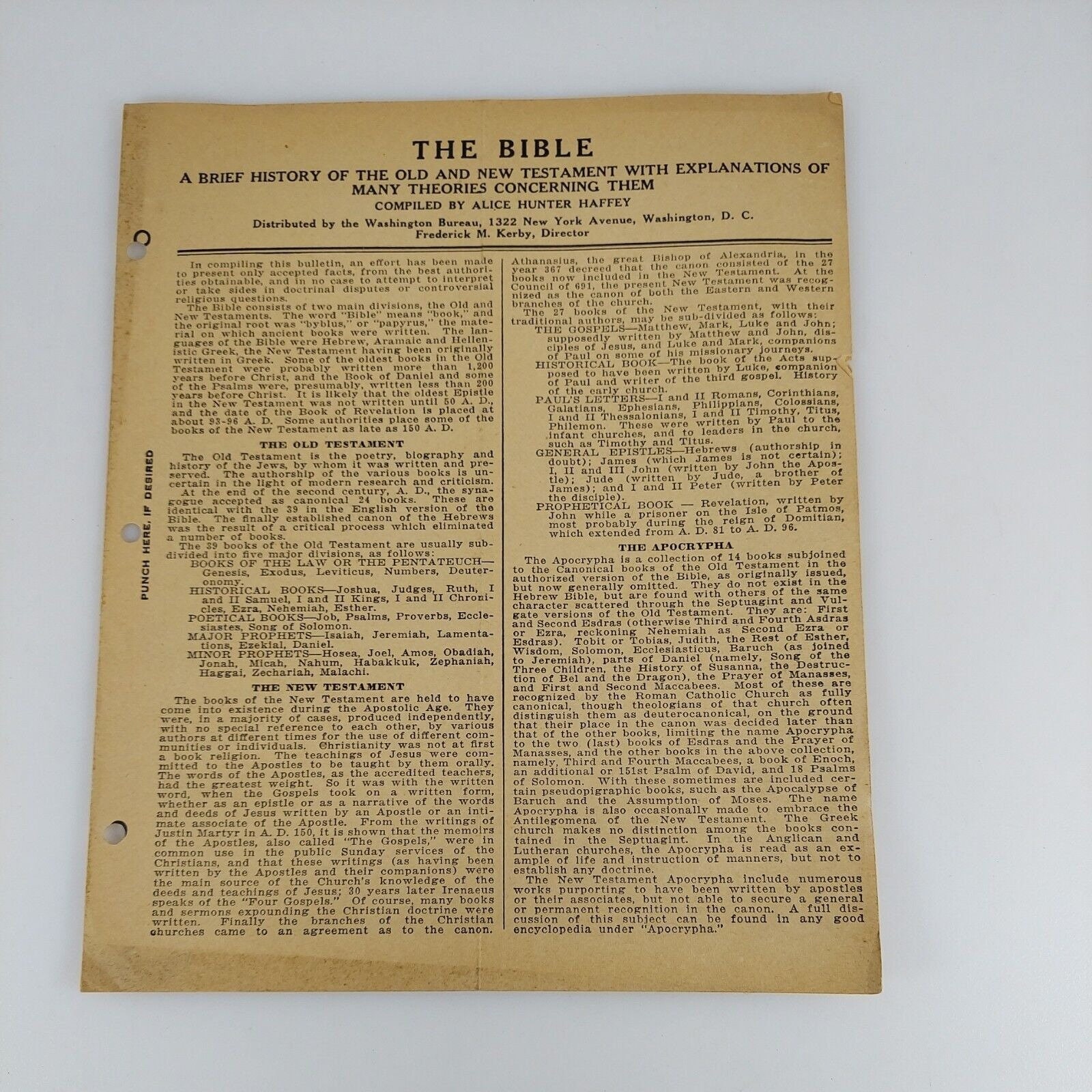 The Bible A Brief History Alice Haffey Washington Information Bureau ...