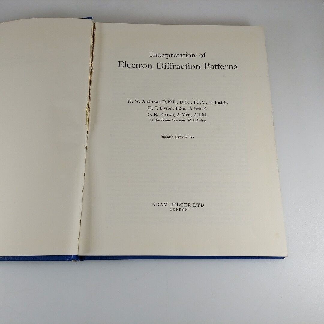 Interpretation of Electron Diffraction Patterns HC 1968 Andrews, Dyson ...