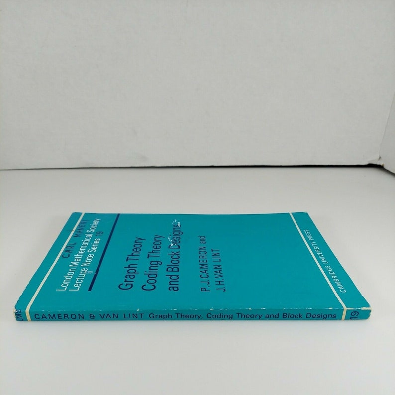 Graph Theory, Coding Theory and Block Designs, 1975 P.J. Cameron Cambridge U - Etsy