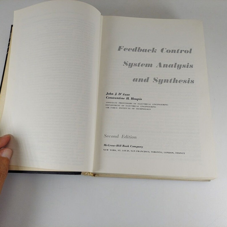 Feedback Control System Analysis and Synthesis by D'azzo & Houpis HC 1966 - Etsy