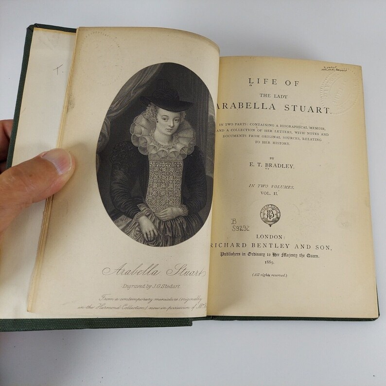 Life of the Lady Arabella Stuart Vol 2 E.T. Bradley 1889 Ex-library HC ...