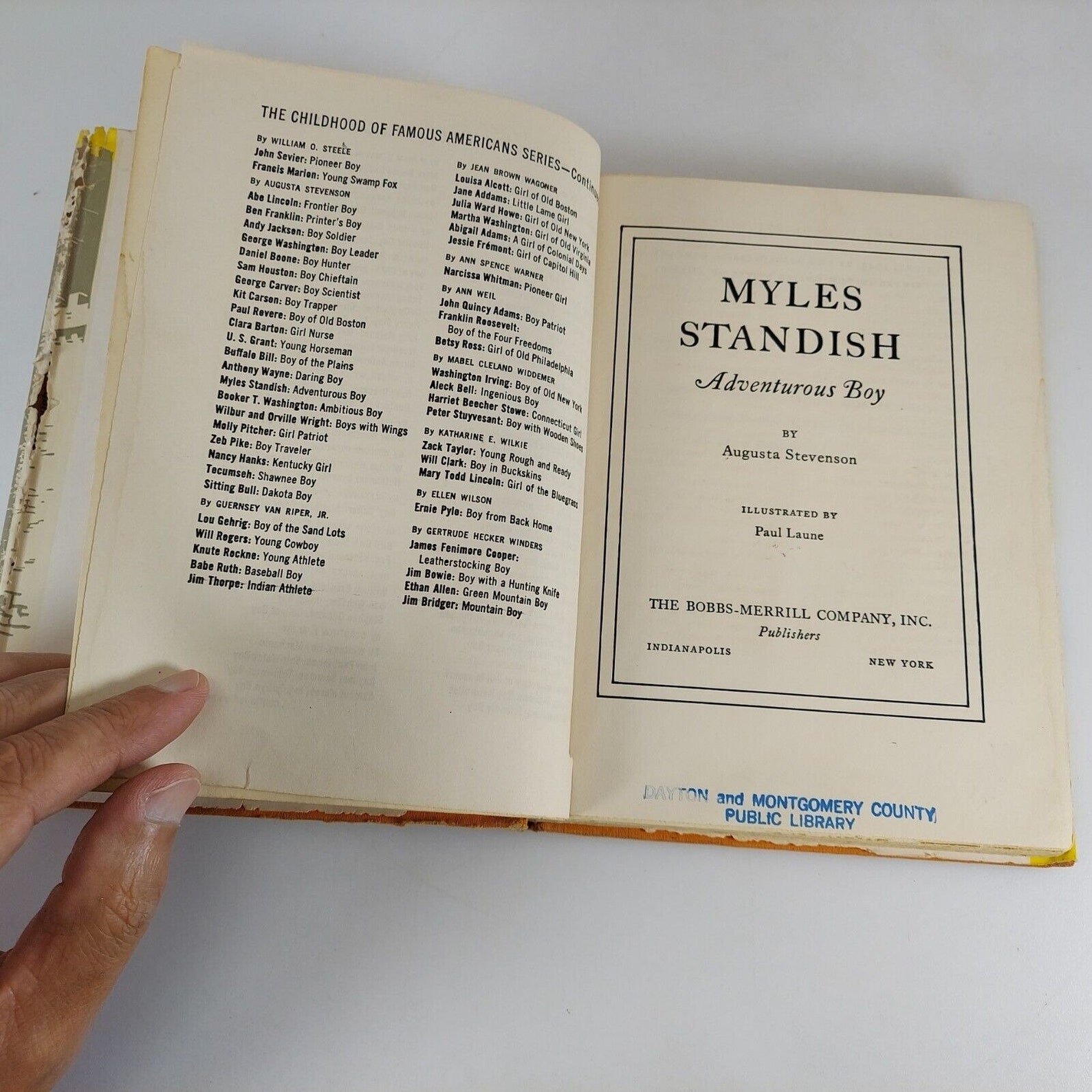 Myles Standish Adventurous Boy Augusta Stevenson 1949 Bobbs Merrill ...