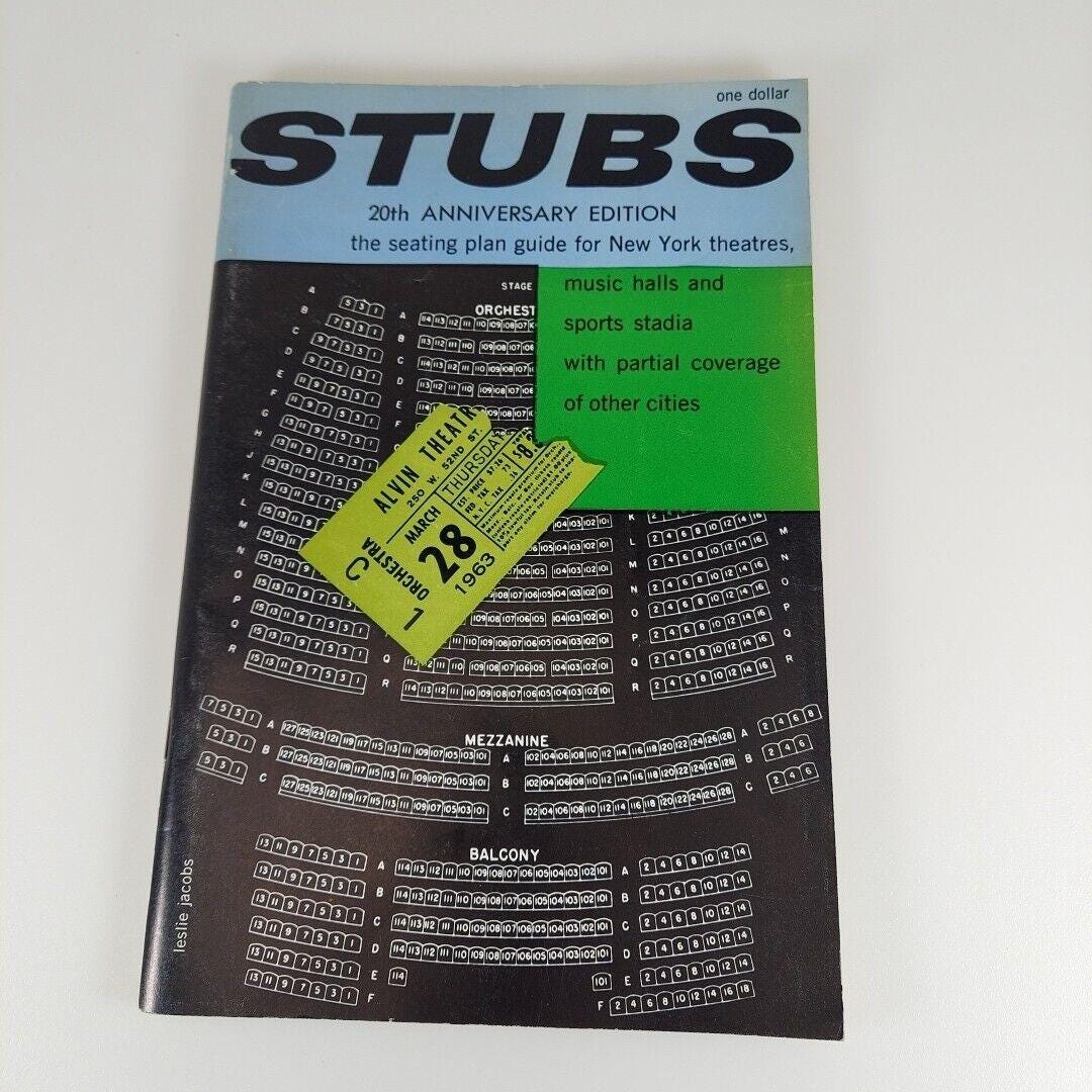 Stubs: Seating Plan Guide for NY Theatres, Music Halls and Sports ...