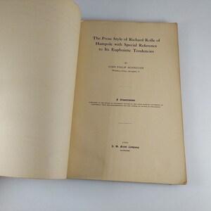 The Prose Style of Richard Rolle of Hampole With Special Reference 1906 ...