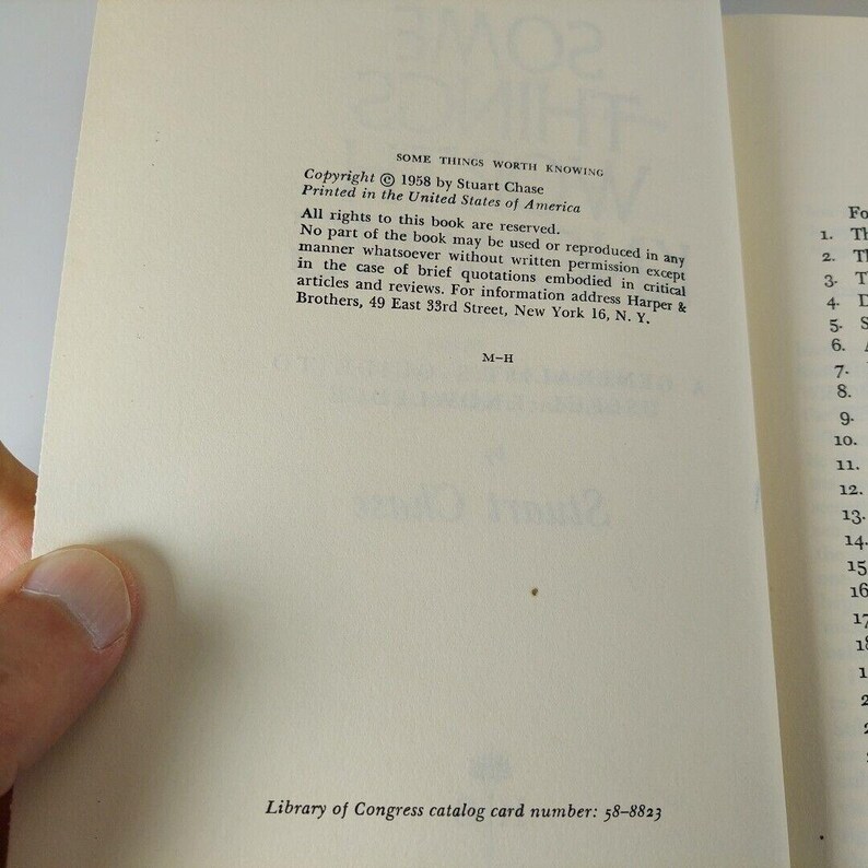 Some Things Worth Knowing Stuart Chase 1958 Harper and Brothers HC - Etsy