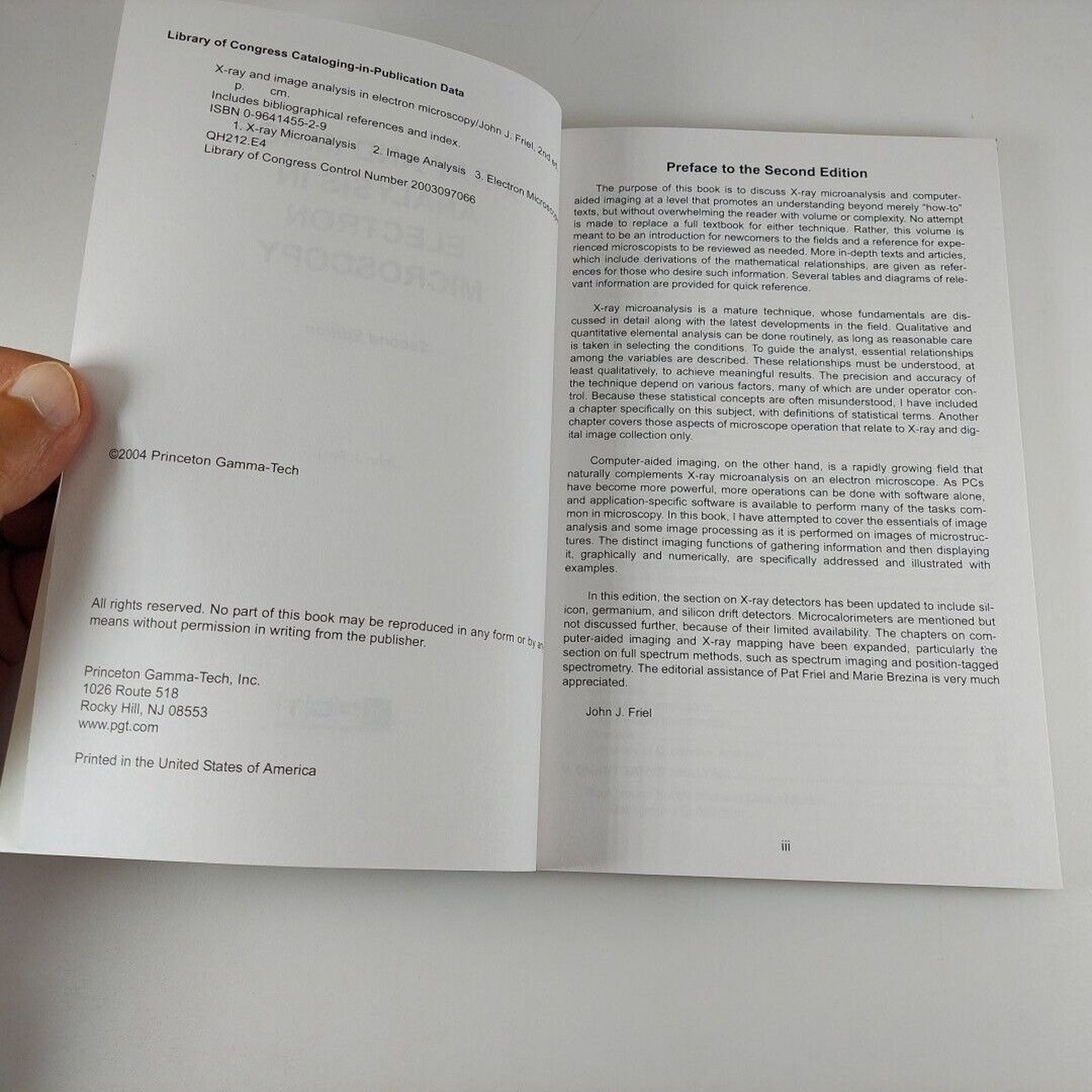 X-ray and Image Analysis in Electron Microscopy 2nd Ed John Friel 2004 ...