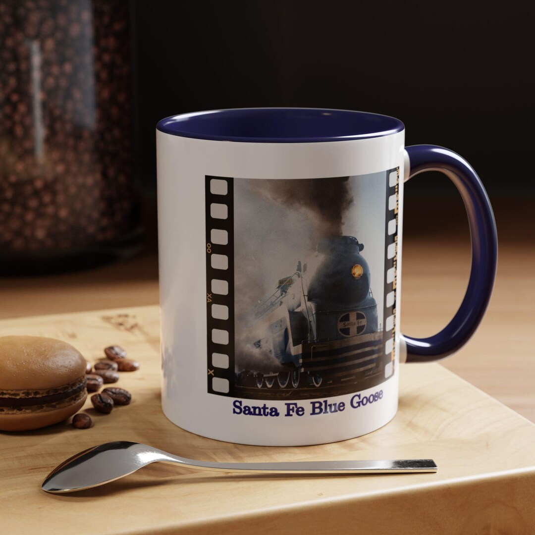 Santa Fe Blue Goose Steam Locomotive and Logo Railroad Accent Mug - Etsy UK
