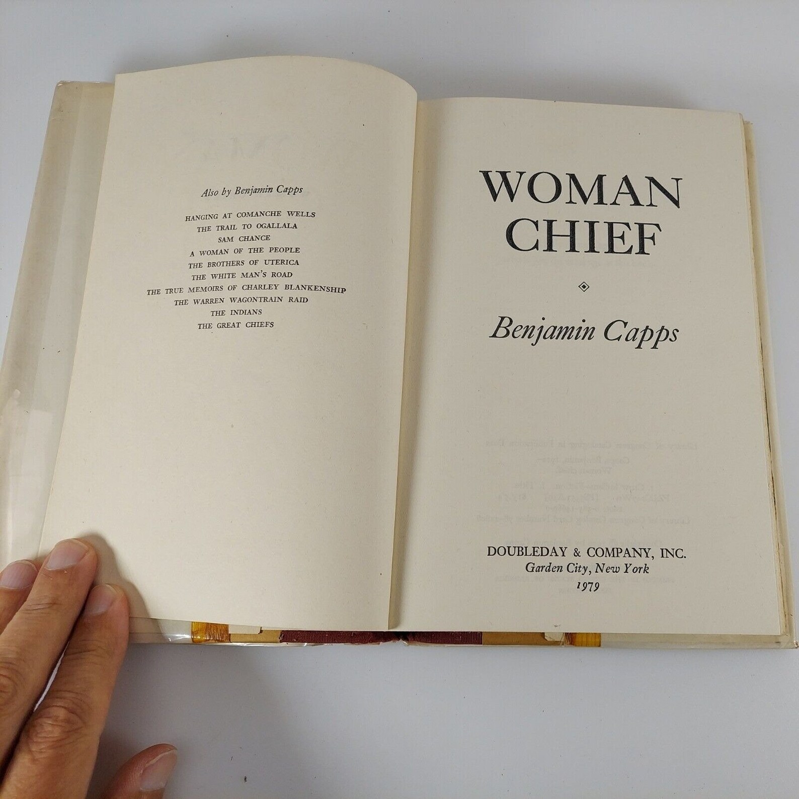 Woman Chief Benjamin Capps 1979 1st Edition HCDJ Ex-library Doubleday ...