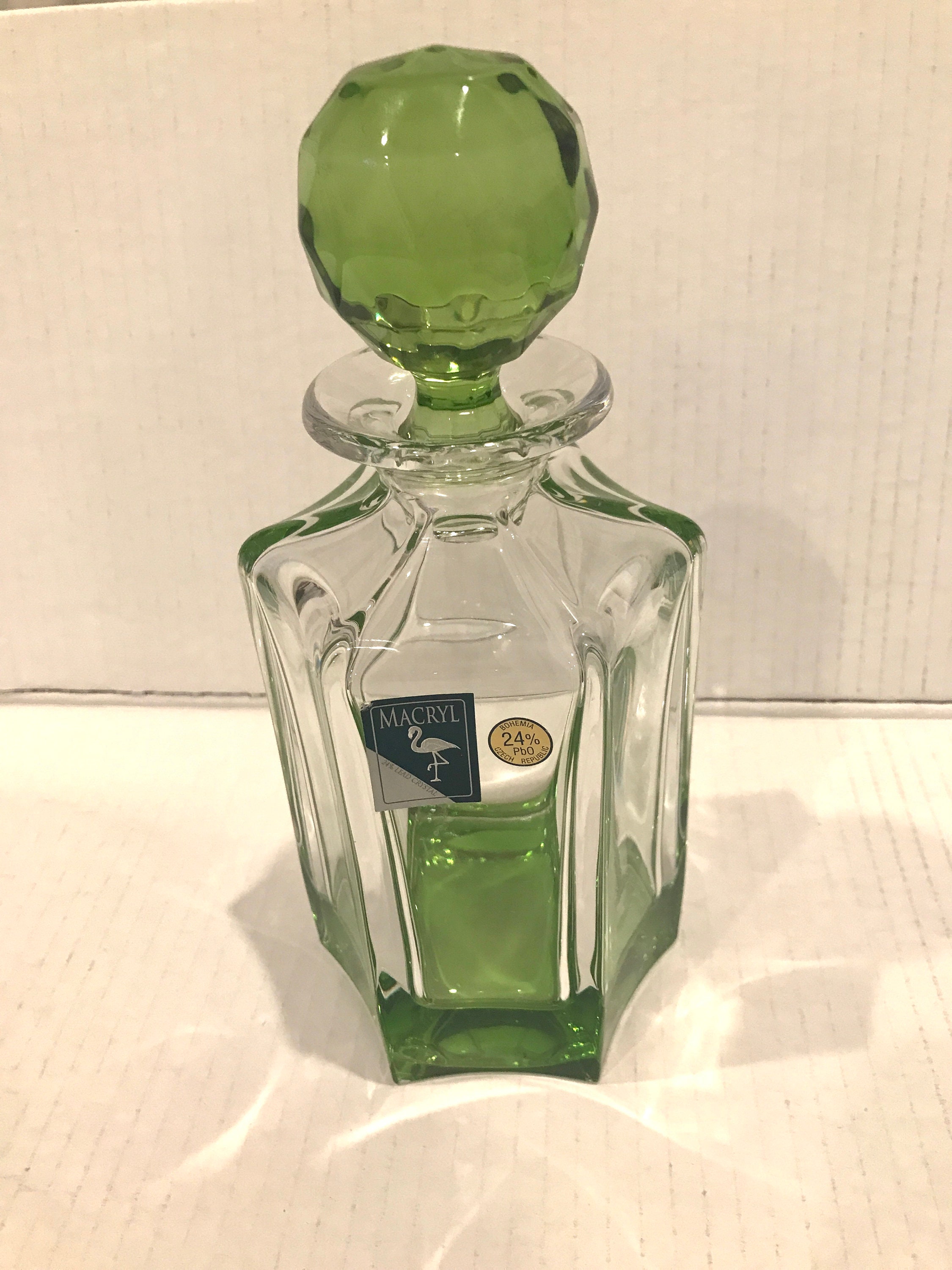 Gorgeous Macryl 6-sided Decanter Emerald Green Base & - Etsy
