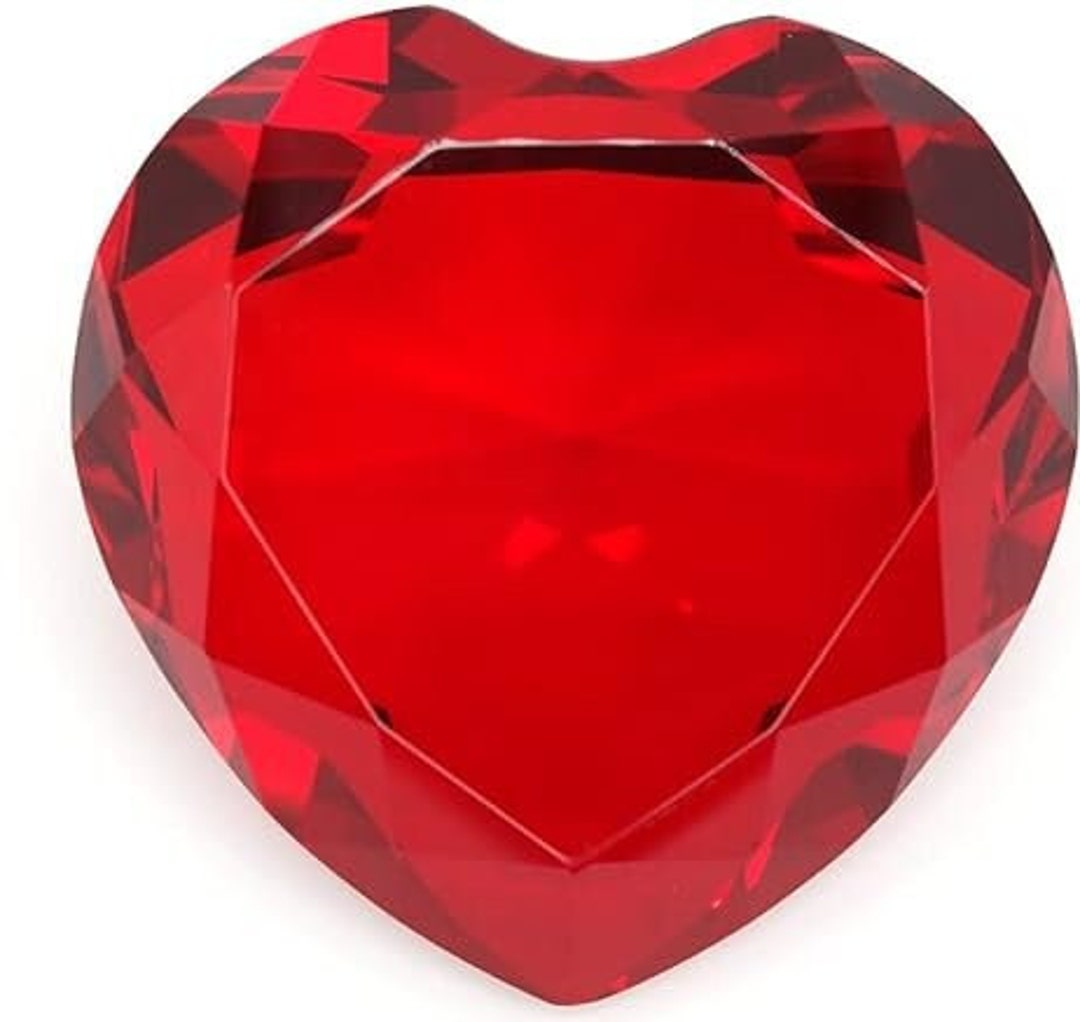 Ruby Heart Crystal Paperweight: 80mm Glass Jewel - Etsy