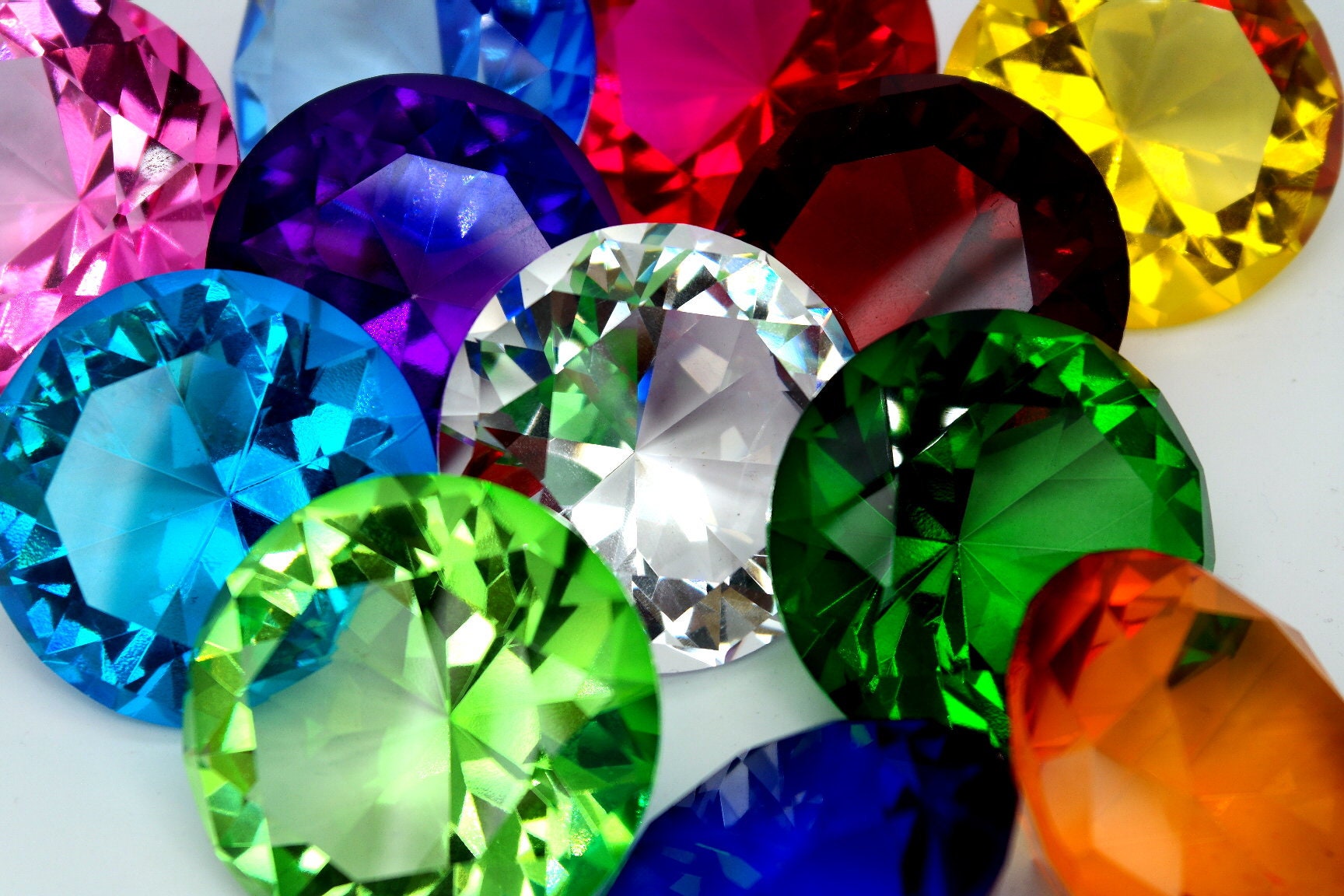 40mm Crystal Round Diamond Box Set 12 Pcs - Jewel Glass Paperweight ...