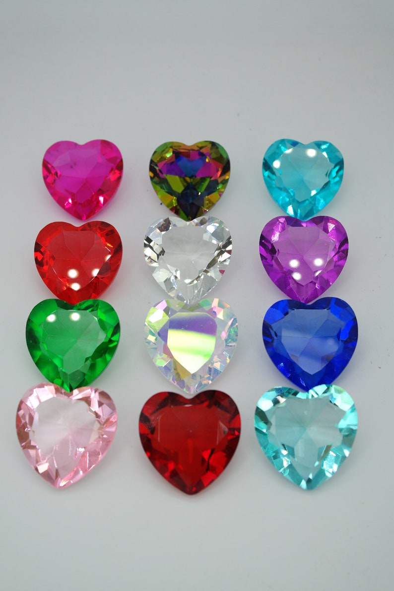 40mm Crystal HEART Diamond Box Set 12 Pcs - Jewel Glass Paperweight ...