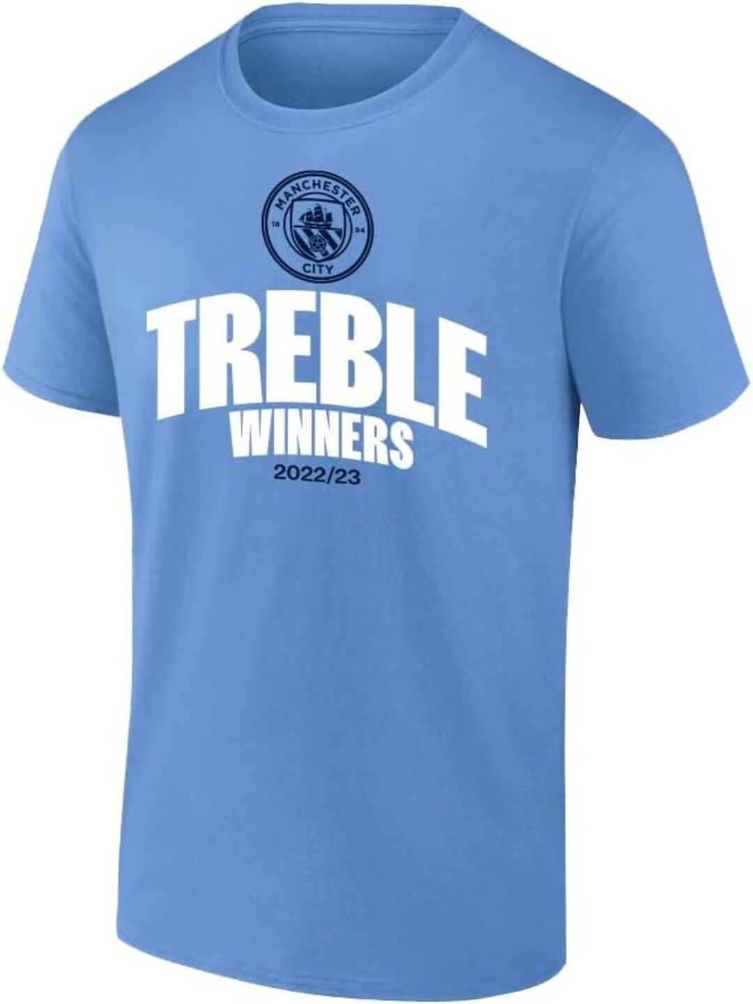 Manchester City Treble Design on Front Championship T-shirt Adult Size ...