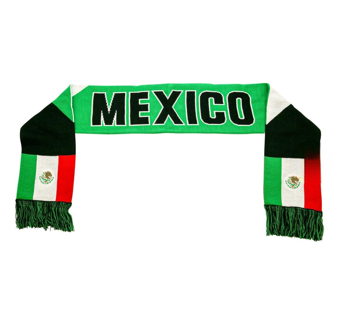 Mexico Flag Reversible Soccer Scarf - Custom Name and Number or Message ...