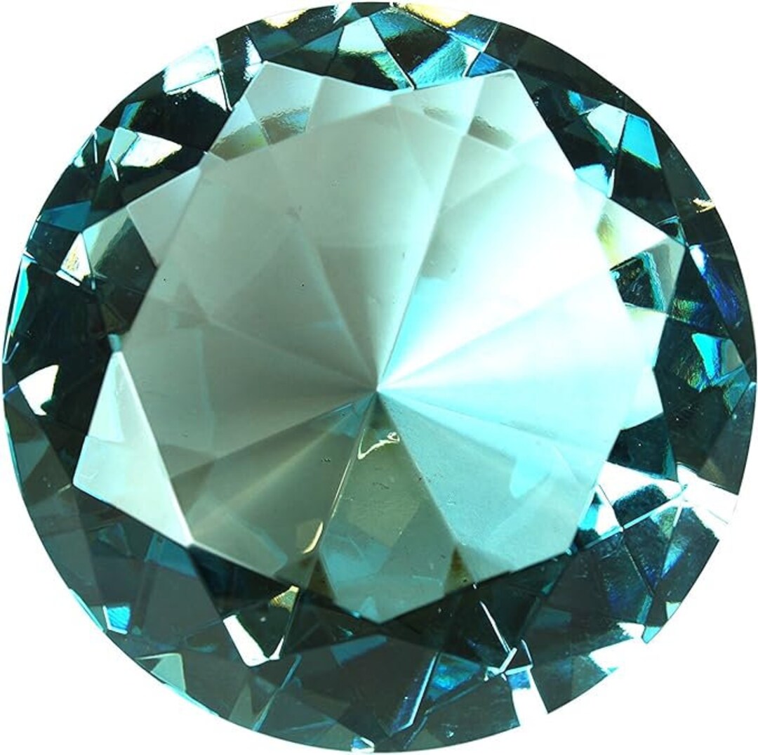 60mm Light Turquoise Crystal Diamond Jewel Glass Paperweight 2.25 Inch ...