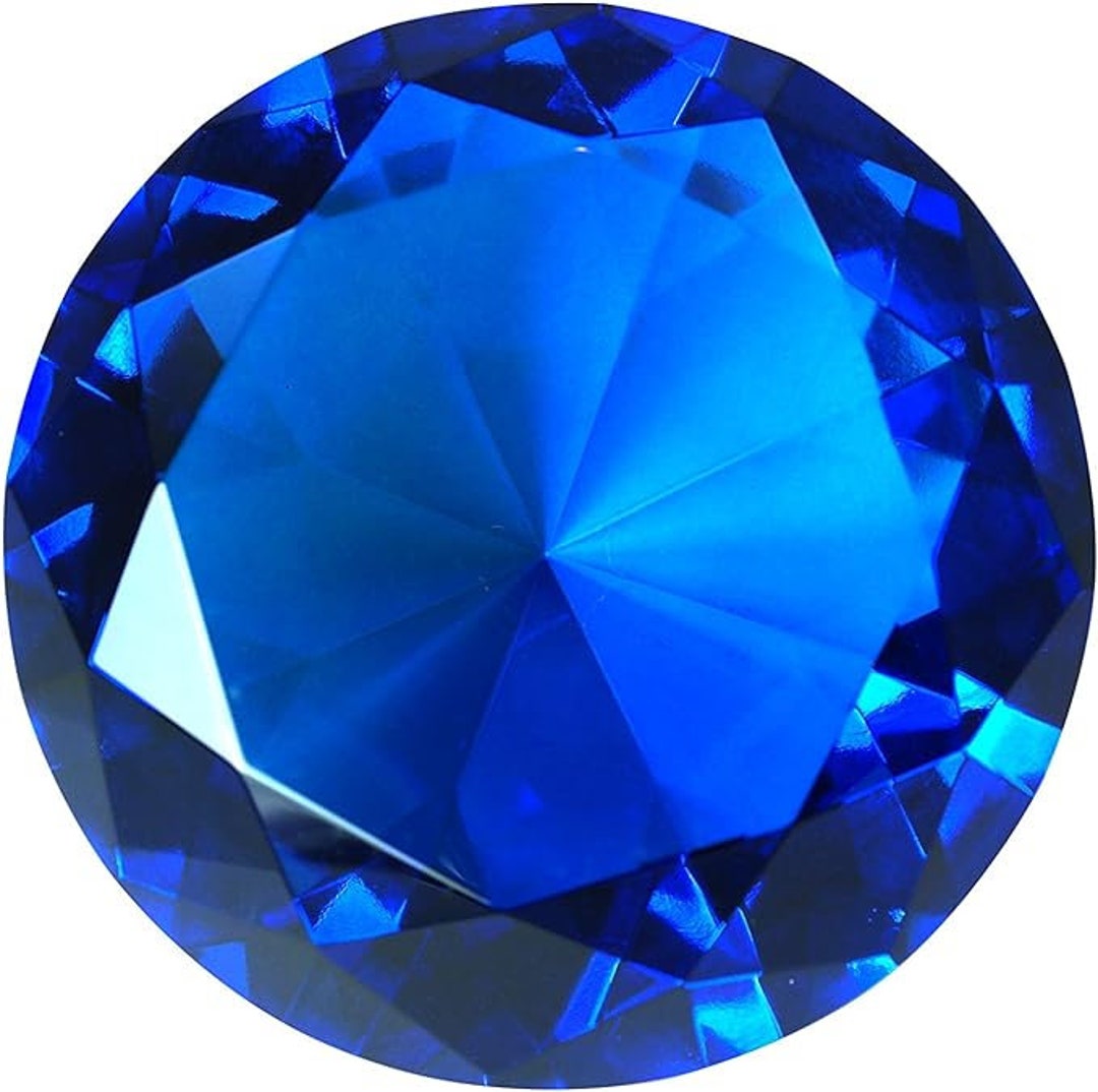 60mm Sapphire Blue Crystal Diamond Jewel Glass Paperweight 2.25 Inch - Etsy