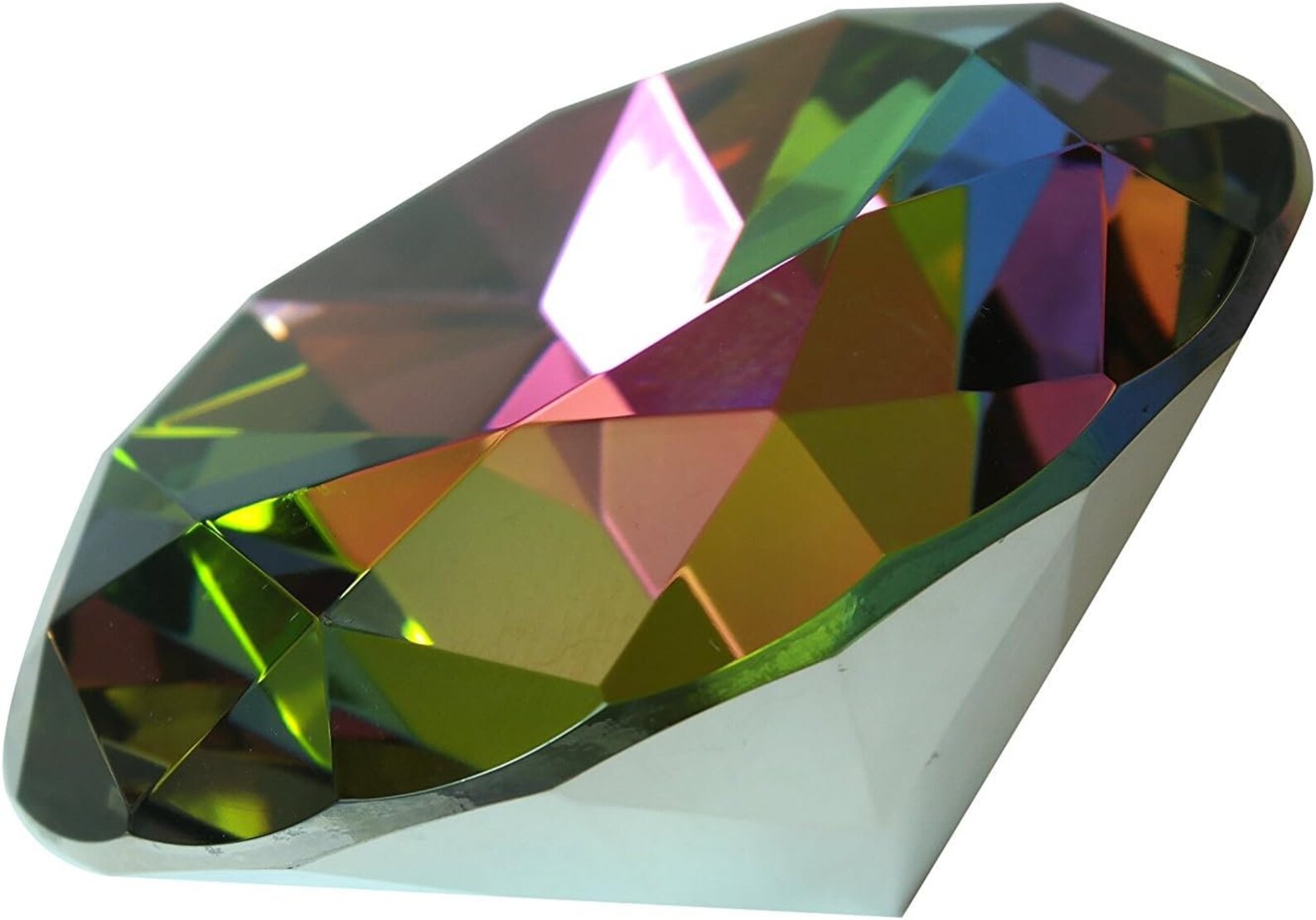 80mm Dark Rainbow Round Crystal Diamond Jewel Glass Paperweight 3.25 ...