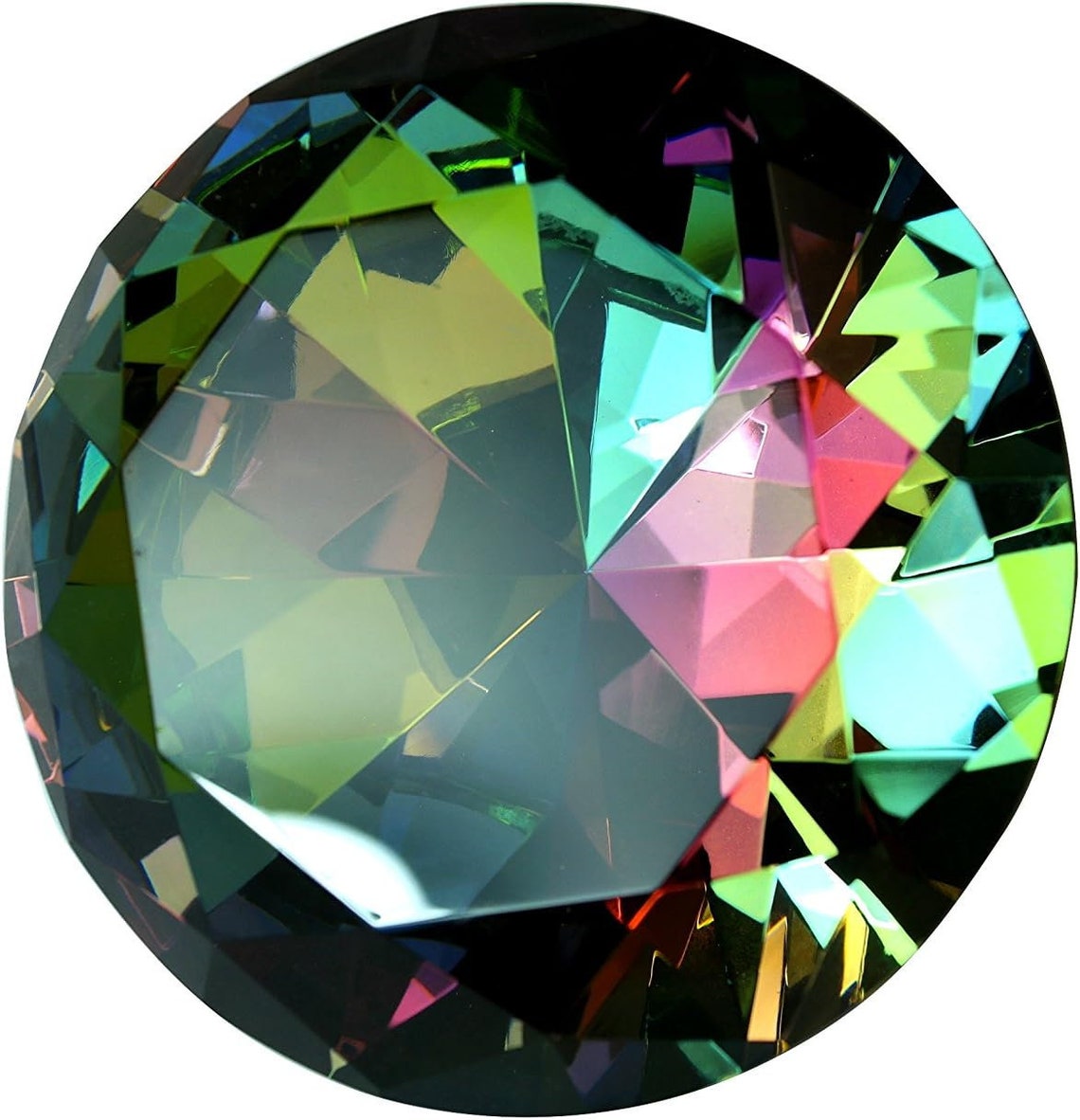 80mm Dark Rainbow Round Crystal Diamond Jewel Glass Paperweight 3.25 ...