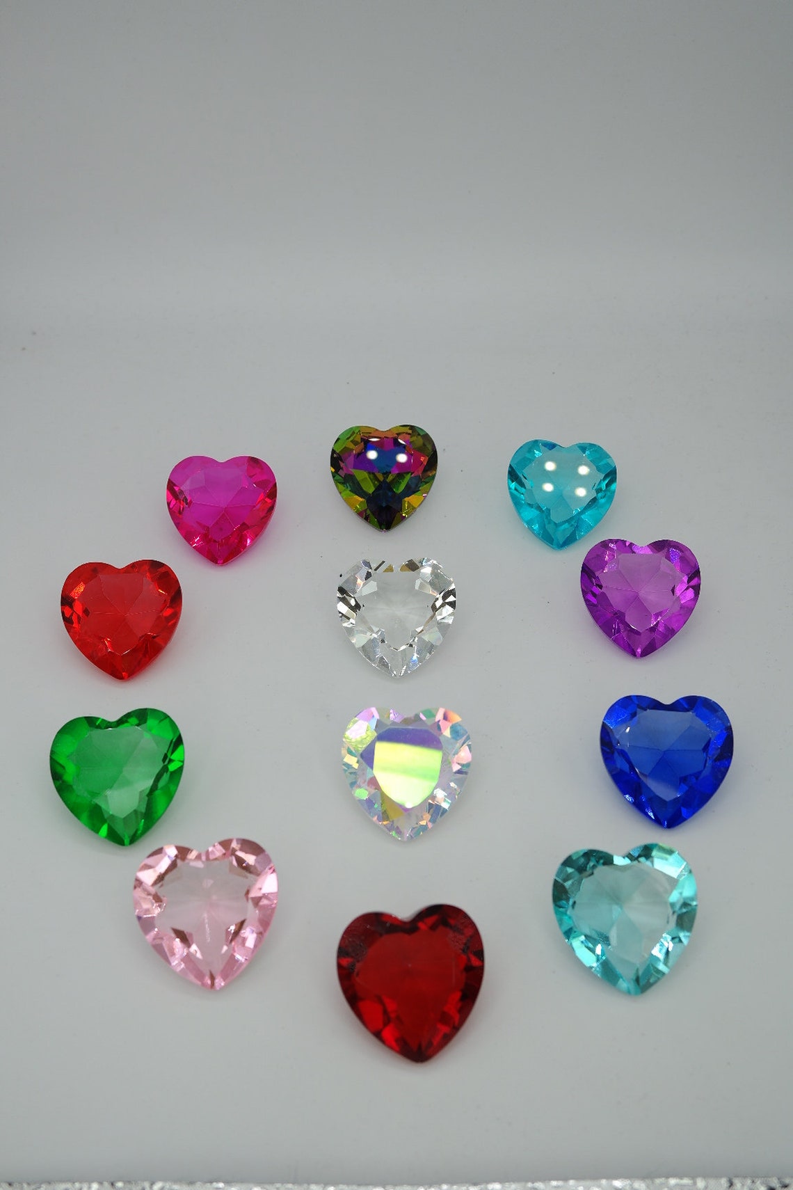 40mm Crystal HEART Diamond Box Set 12 Pcs - Jewel Glass Paperweight ...
