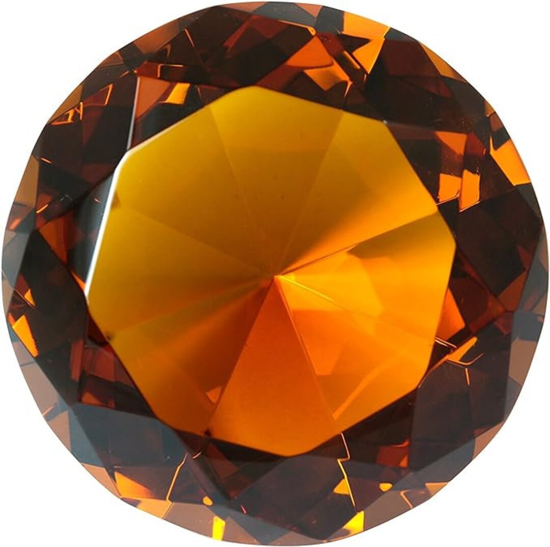 60mm Amber Crystal Diamond Jewel Glass Paperweight 2.25 Inch - Etsy