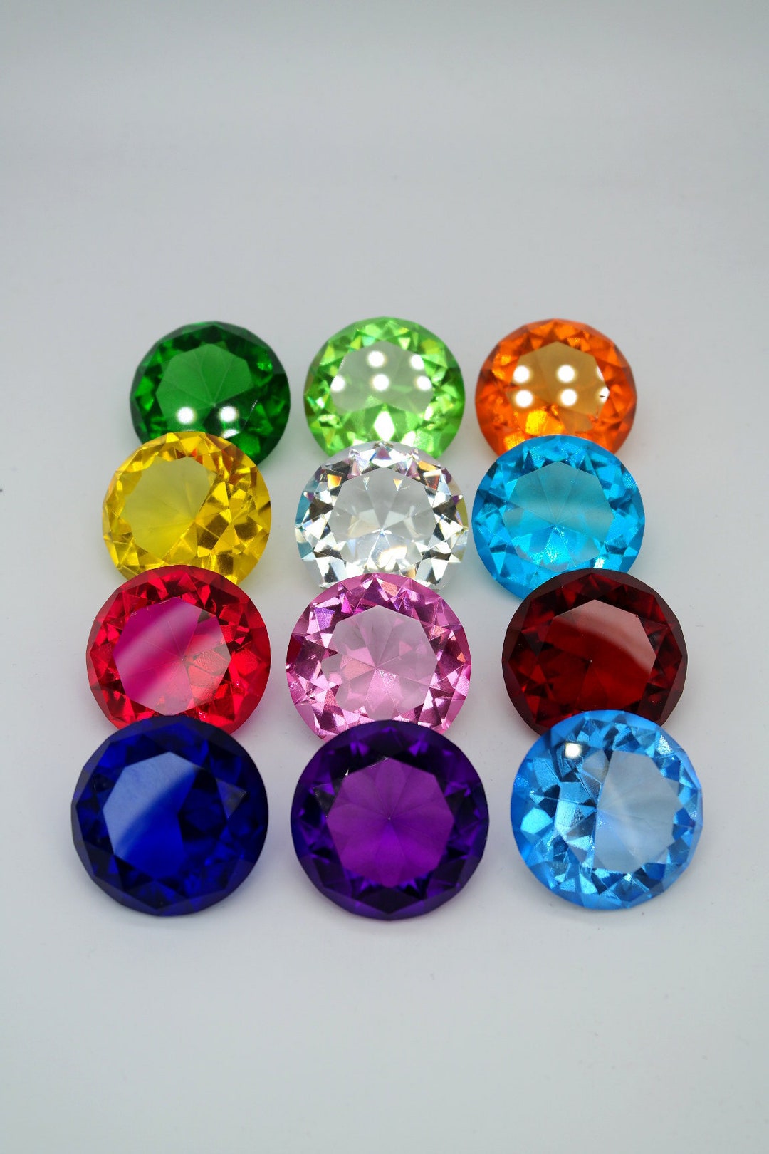 40mm Crystal Round Diamond Box Set 12 Pcs - Jewel Glass Paperweight ...
