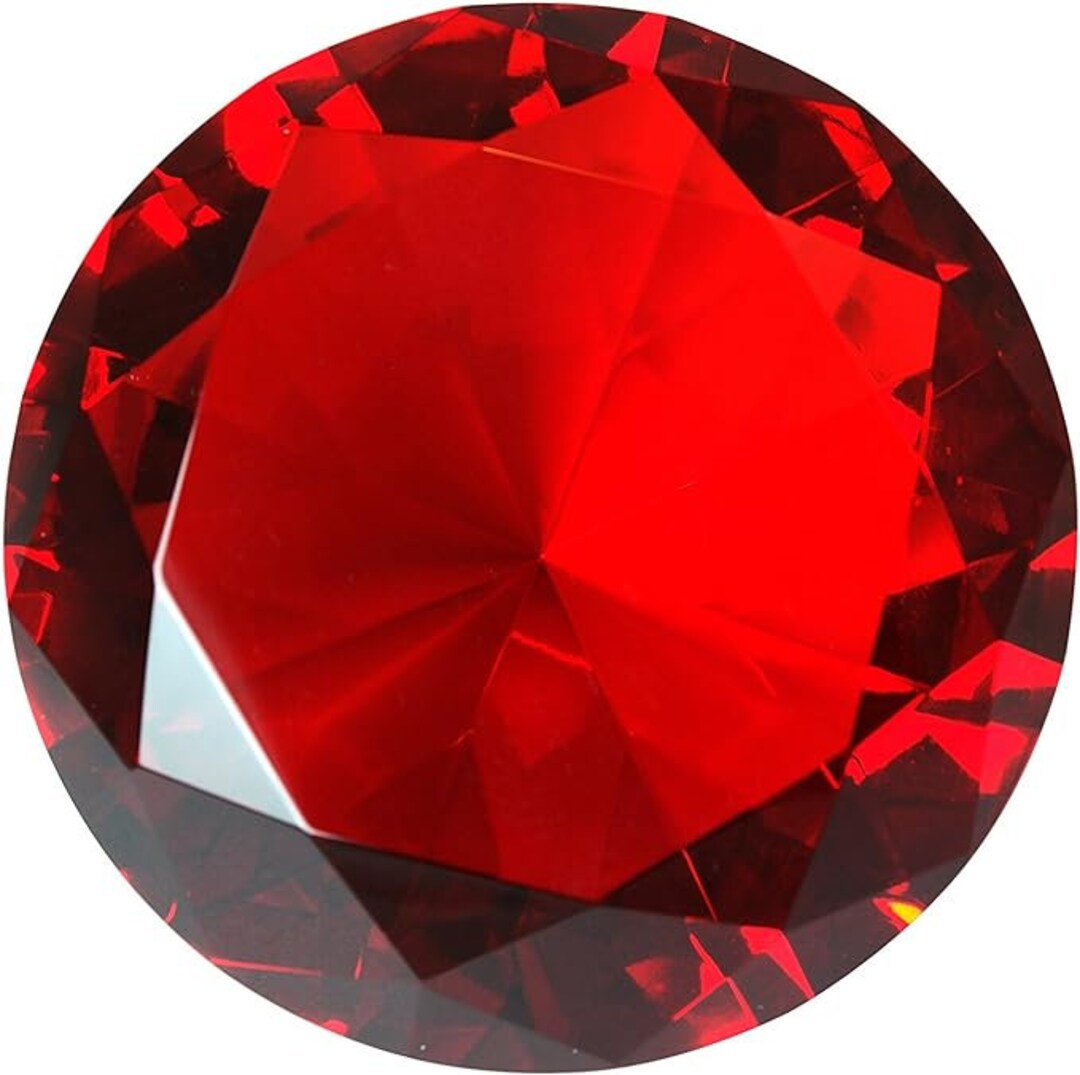 60mm Ruby Red Crystal Diamond Jewel Glass Paperweight 2.25 Inch - Etsy