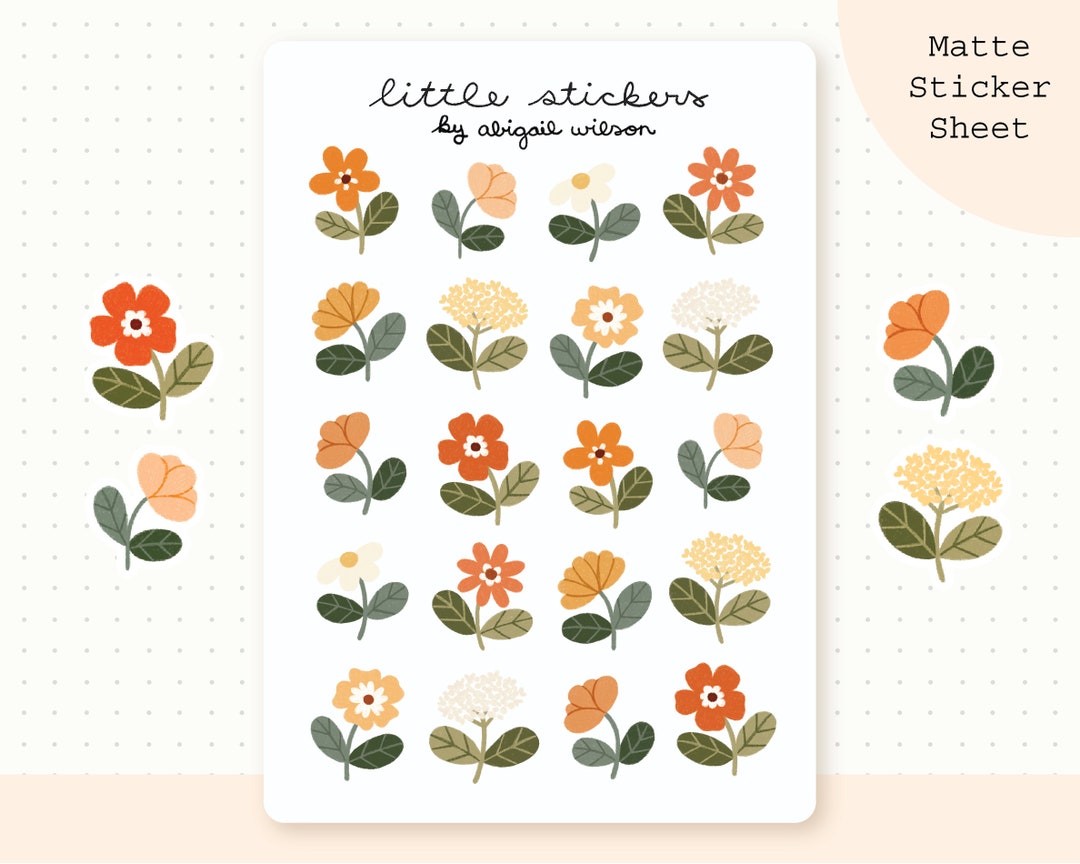 Spring Sticker Sheet orange Cottagecore Stickers, Bullet Journal ...