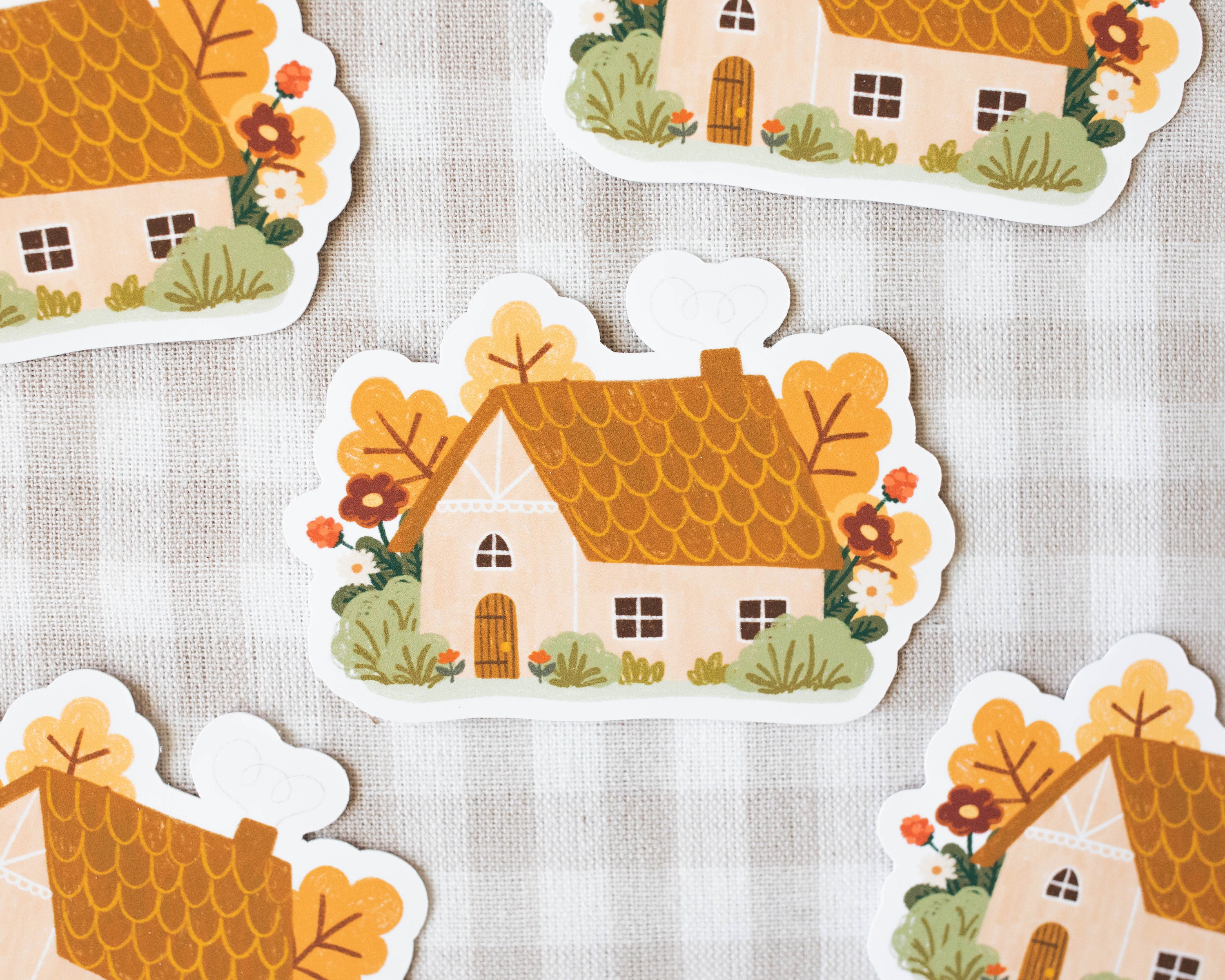 Cozy Cottage Sticker Vinyl Sticker, Cute MacBook Decal, Laptop Sticker ...