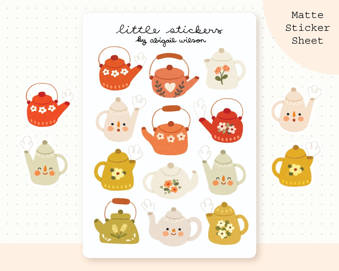 Teapots Sticker Sheet Bullet Journal Stickers, Cute Planner Stickers ...