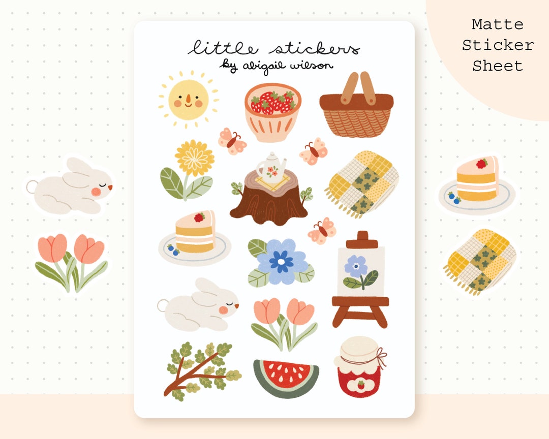 Spring Picnic Sticker Sheet Cottagecore Stickers, Bullet Journal ...