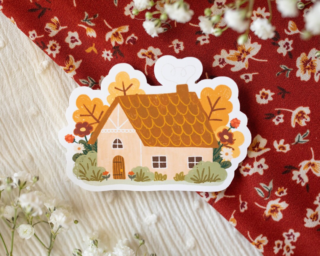 Cozy Cottage Sticker Vinyl Sticker, Cute MacBook Decal, Laptop Sticker ...