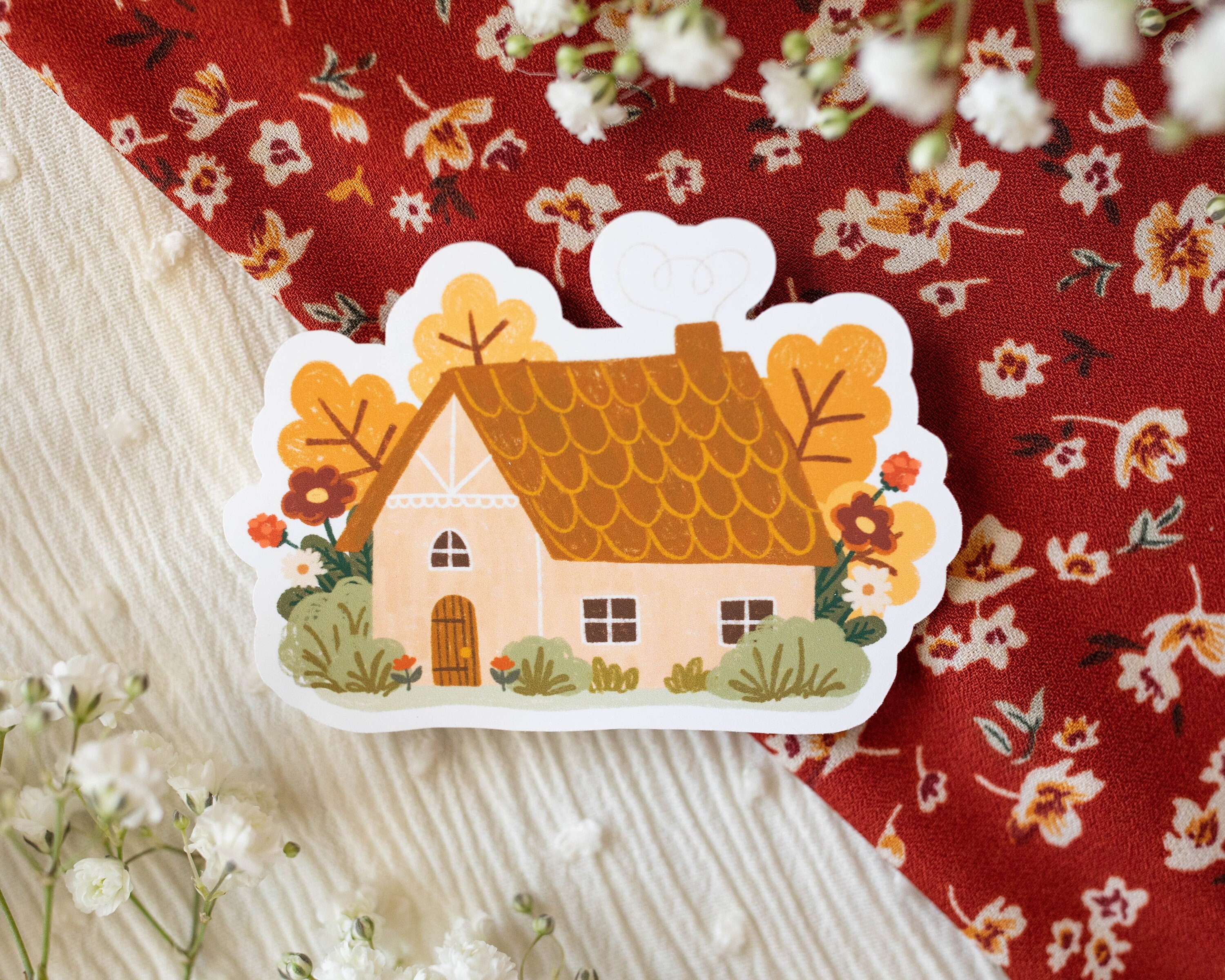 Cozy Cottage Sticker Vinyl Sticker, Cute MacBook Decal, Laptop Sticker ...