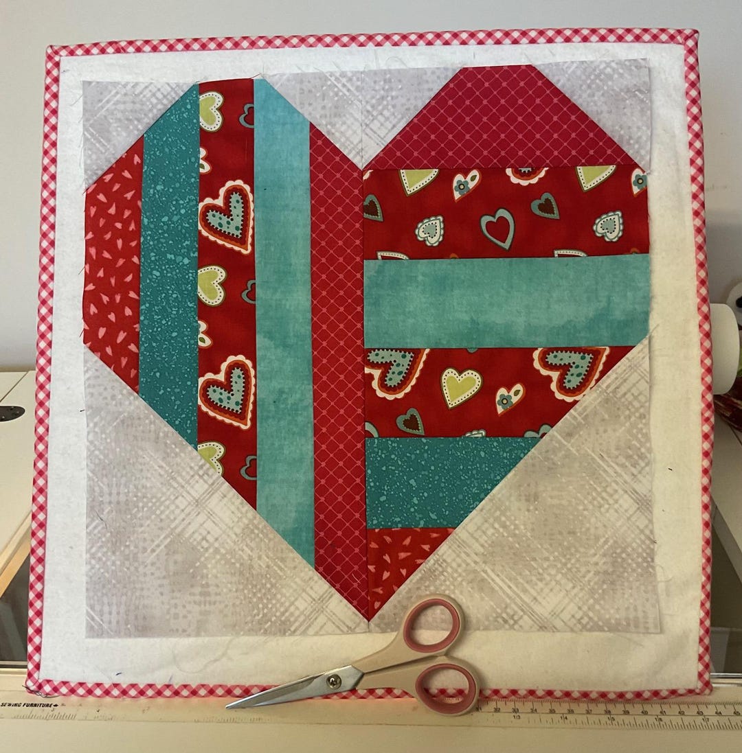 PDF Pattern: Striped Heart Quilt Block - Etsy