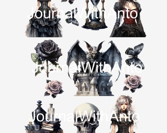 Dark Romantic Gothic Planner Sticker Sheet 24 Pieces, Minimal & Simple ...