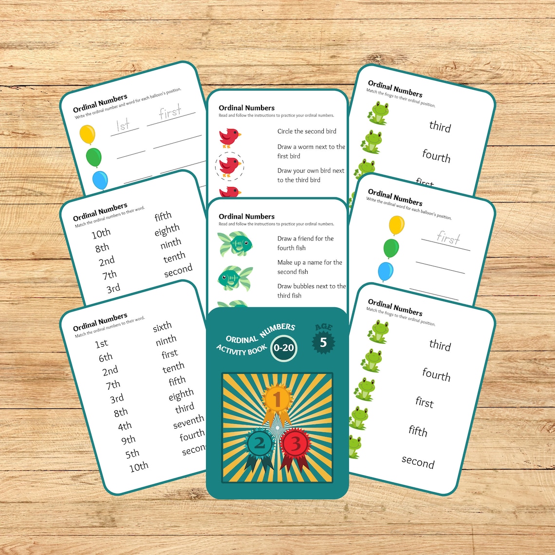 Kindergarten | Ordinal Numbers Activity Book | Early Math | Printable ...