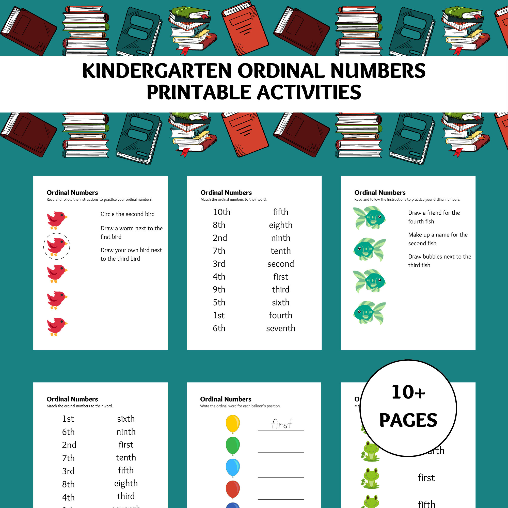 Kindergarten Ordinal Numbers Activity Book Early Math Printable - Etsy