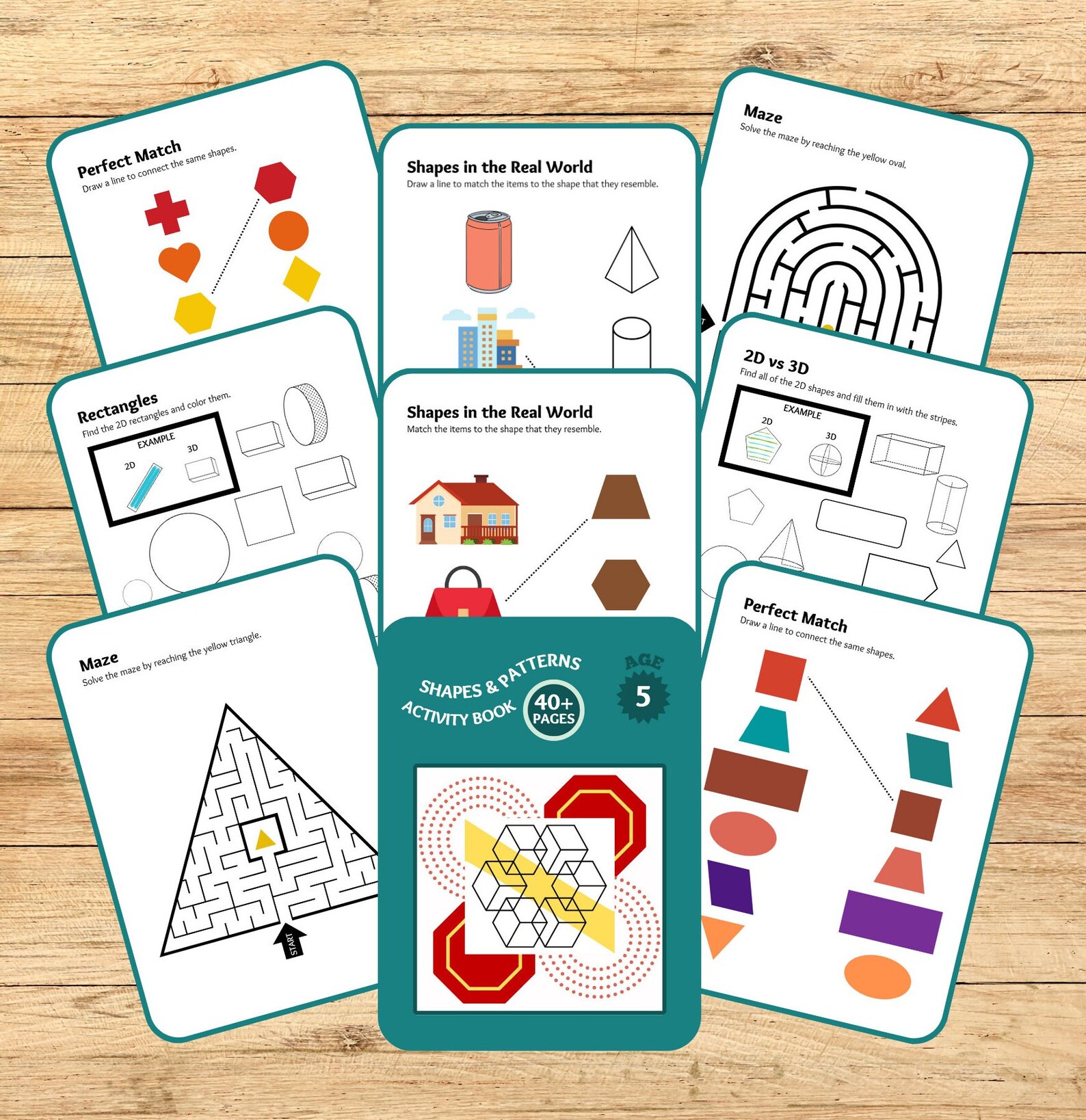 Kindergarten | Shapes & Patterns Activity Book | Early Math | Printable ...