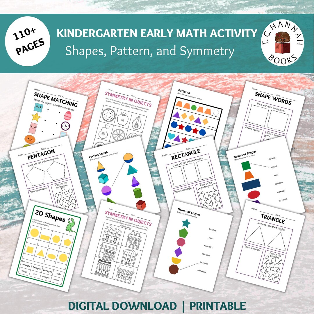 Kindergarten Shapes & Symmetry Activity Book | Printable Worksheets ...