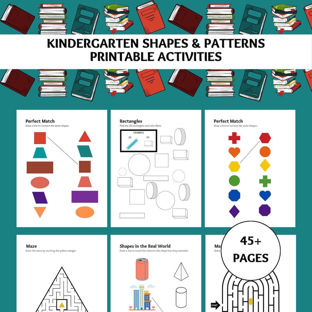 Kindergarten | Shapes & Patterns Activity Book | Early Math | Printable ...