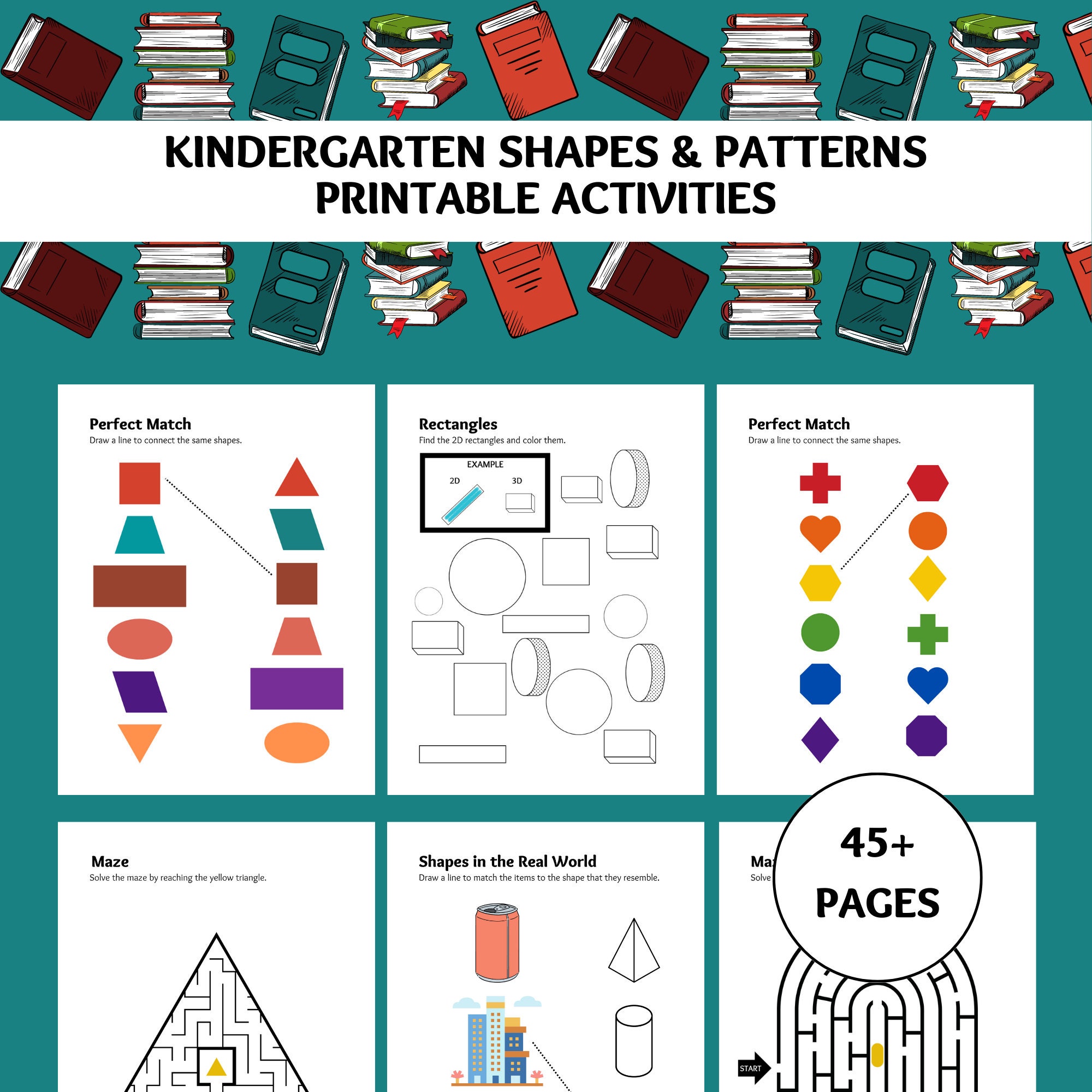 Kindergarten Shapes & Patterns Activity Book Early Math Printable - Etsy