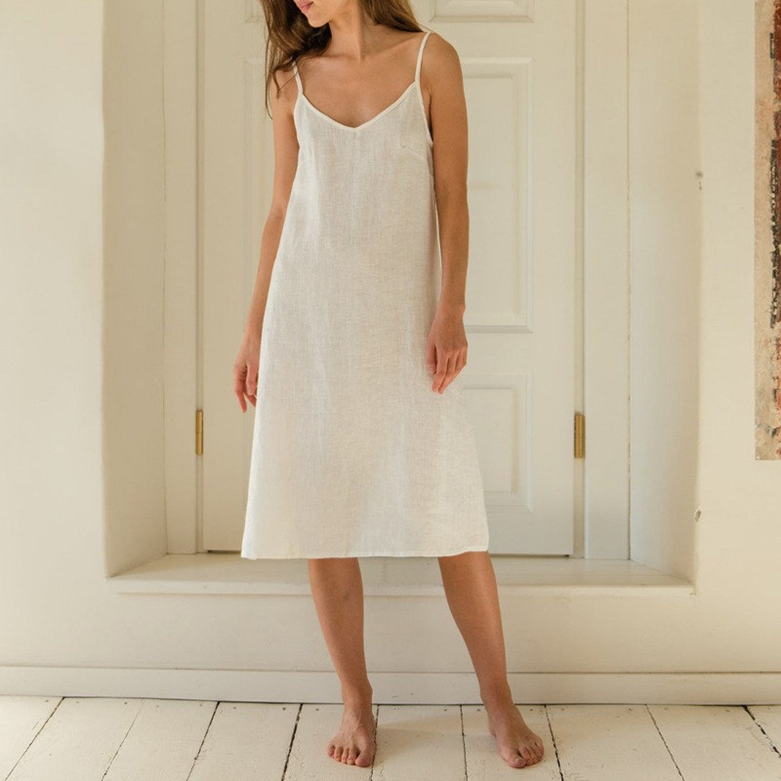 Linen Summer Dress Linen Spaghetti Strap Dress Linen Etsy