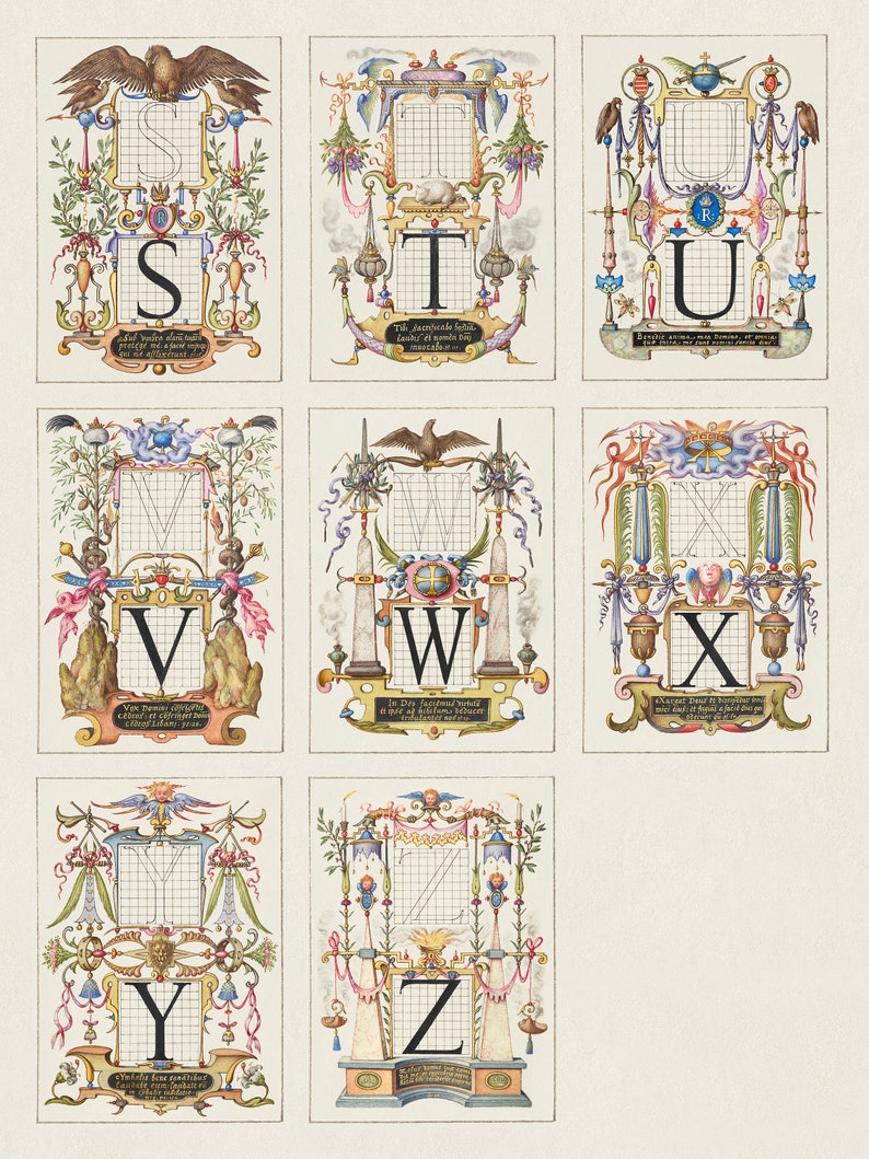 Illuminated Alphabet Letter Vintage Calligraphy Single Prints – ABC ...