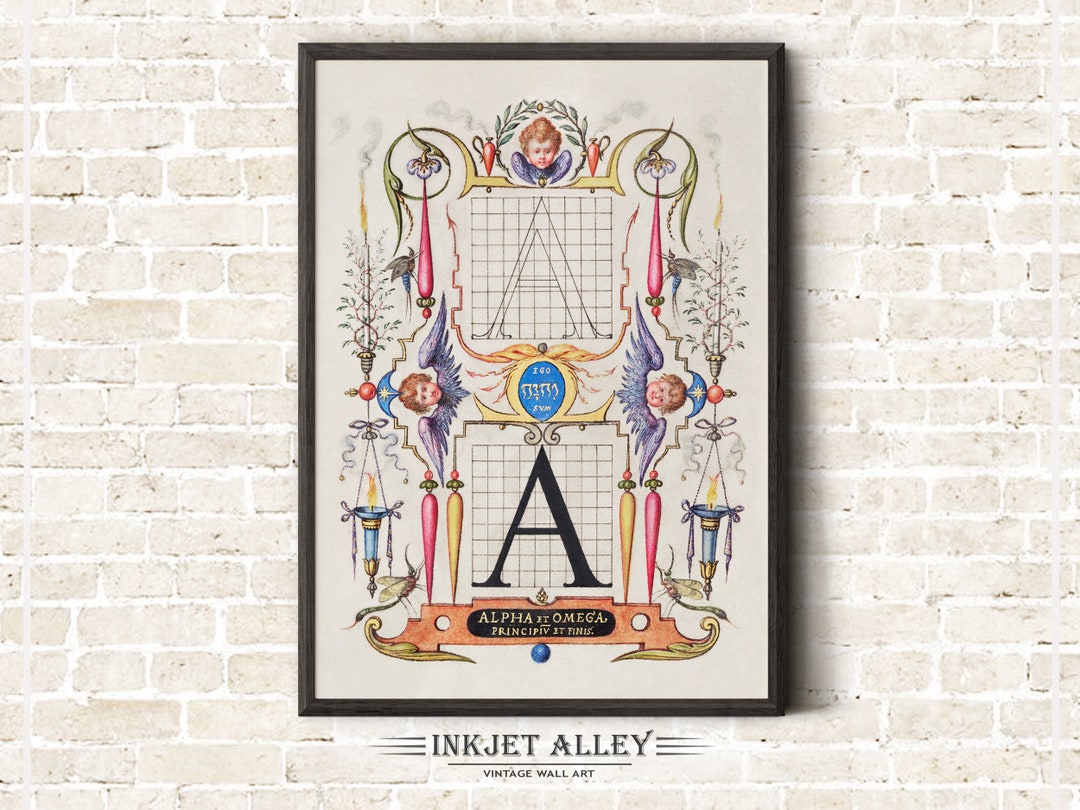 Illuminated Alphabet Letter Vintage Calligraphy Single Prints – ABC ...