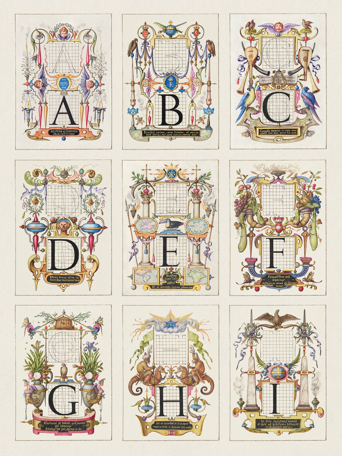 Illuminated Alphabet Letter Vintage Calligraphy Single Prints – ABC ...