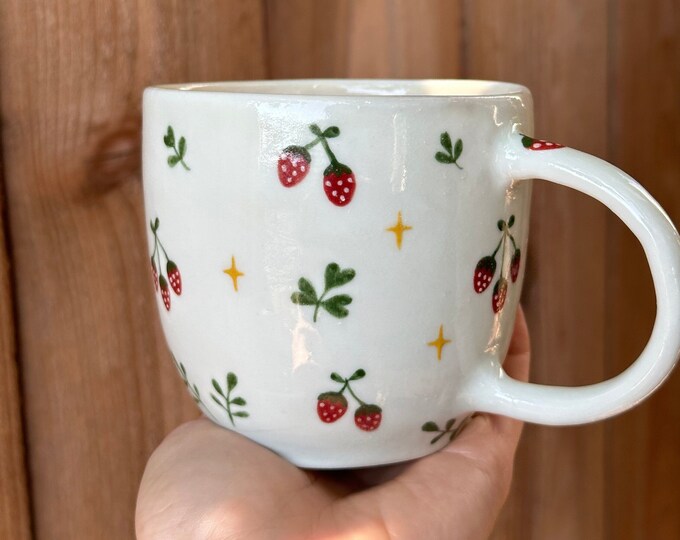 Handmade Strawberry Mug Hand Painted Strawberry Mug Ceramic Strawberry ...