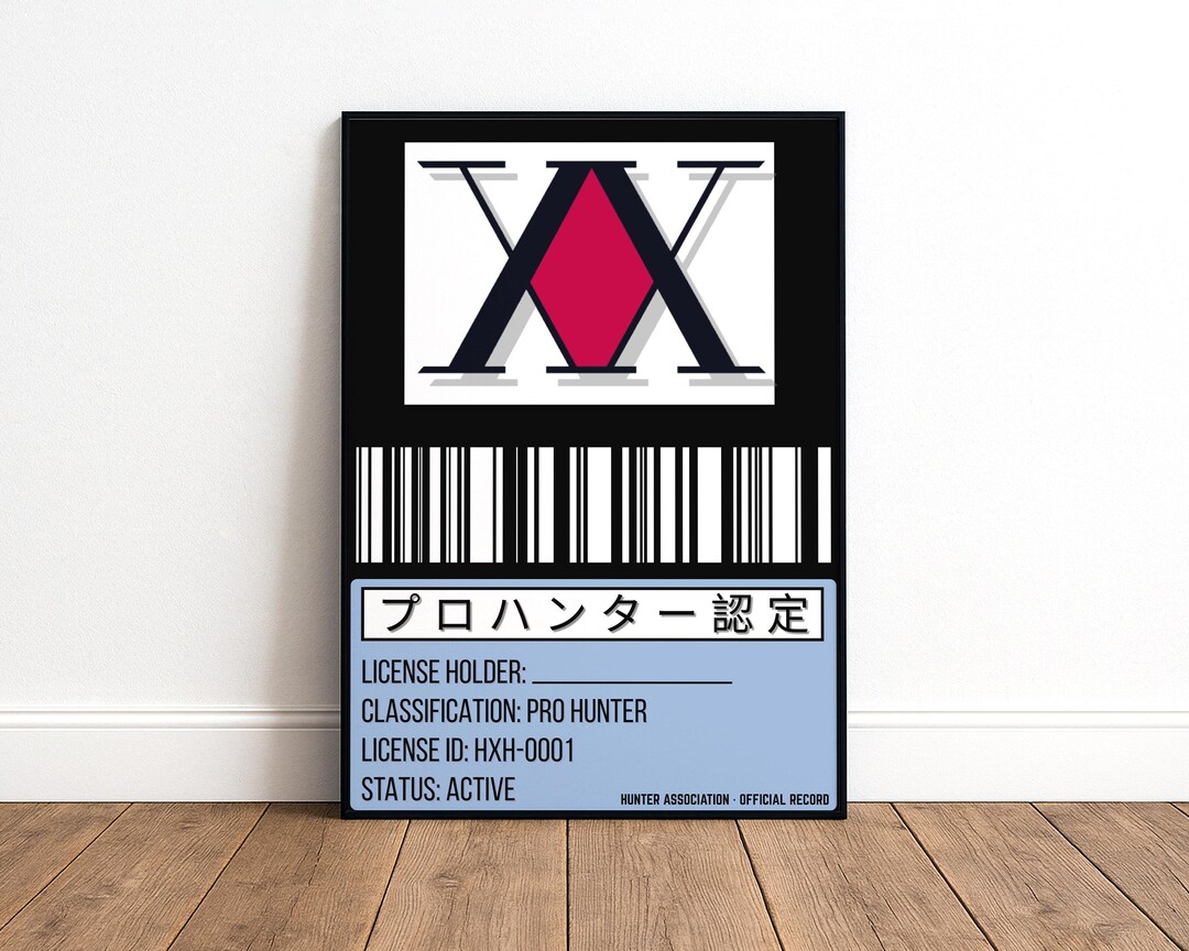 Hunter License Anime Poster - Minimalist Hxh Wall Art, Black and White ...